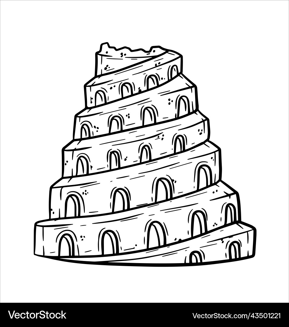 Tower of babel ancient city babylon Royalty Free Vector