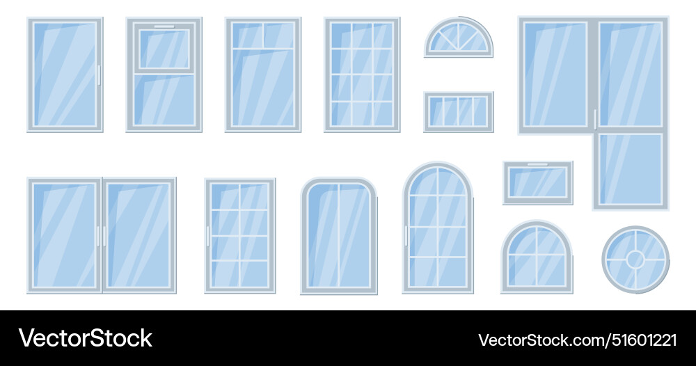 Windows with glass and frames for homes Royalty Free Vector