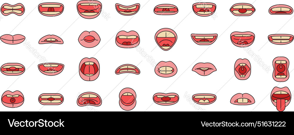 Articulation icons set color line Royalty Free Vector Image