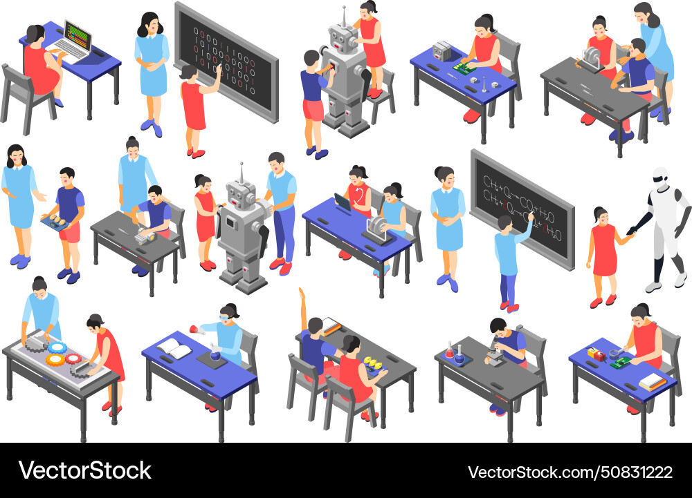 Children technical training centers isometric Vector Image