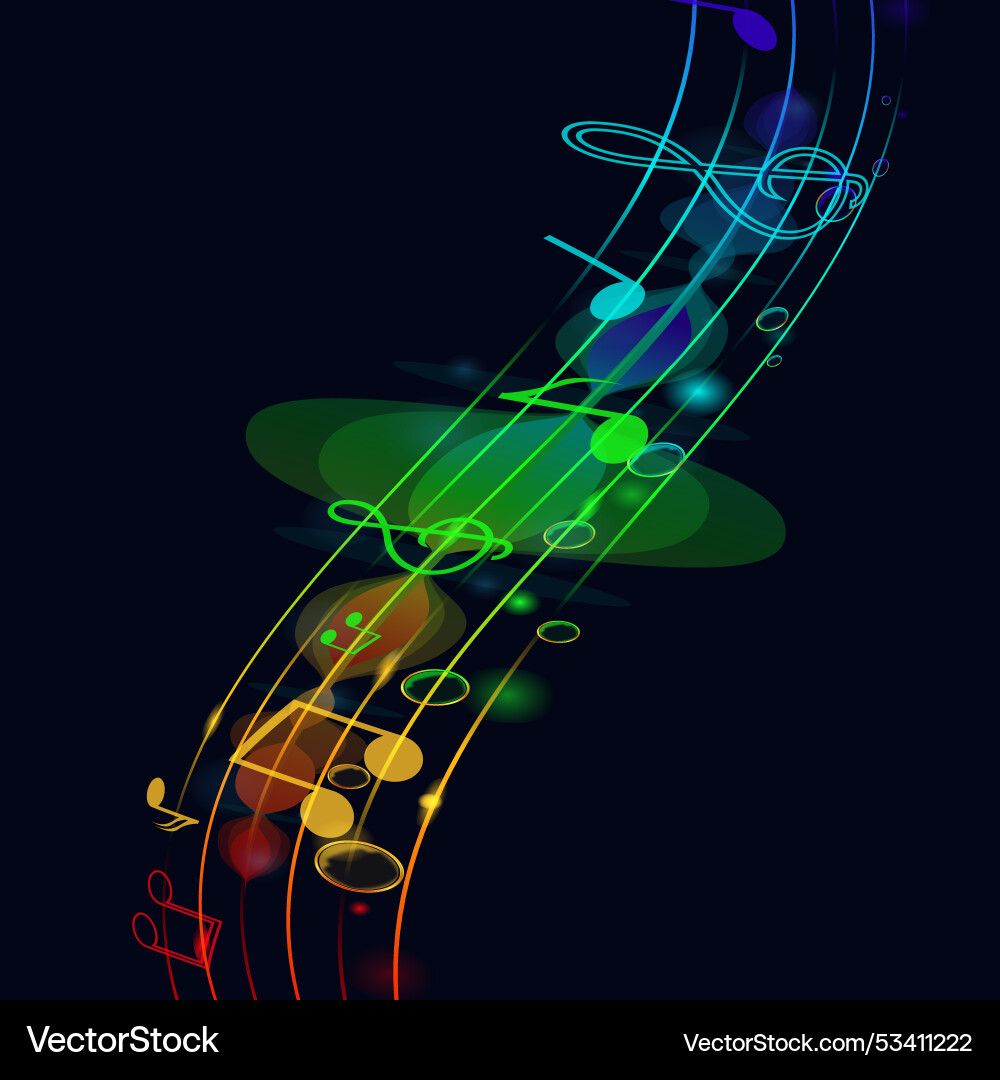 Colorful music notes with lines Royalty Free Vector Image