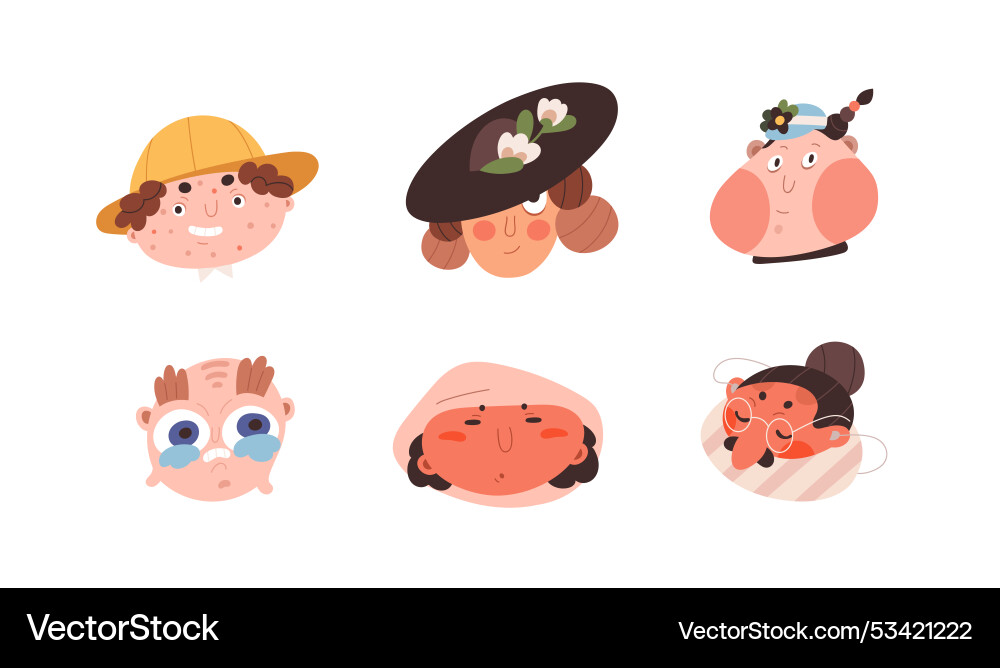 Comic funny faces set humor freak characters Vector Image