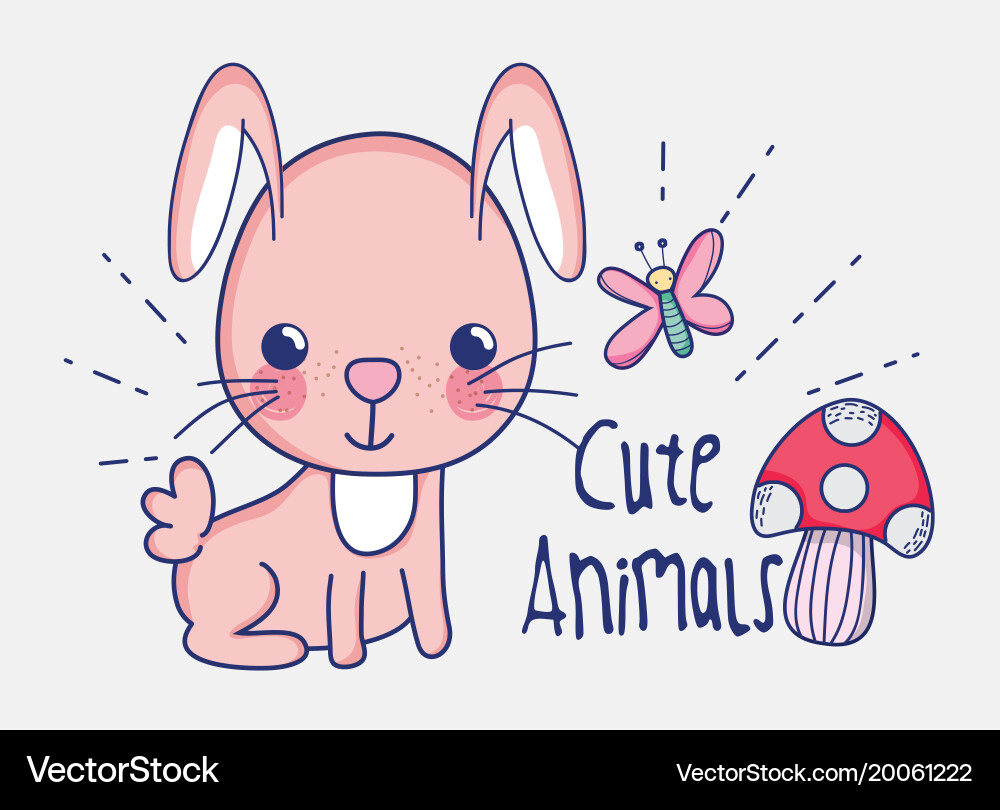 Cute bunny doodle cartoon Royalty Free Vector Image