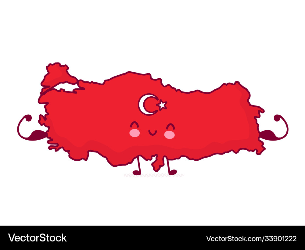 Cute happy strong funny turkey map and flag Vector Image