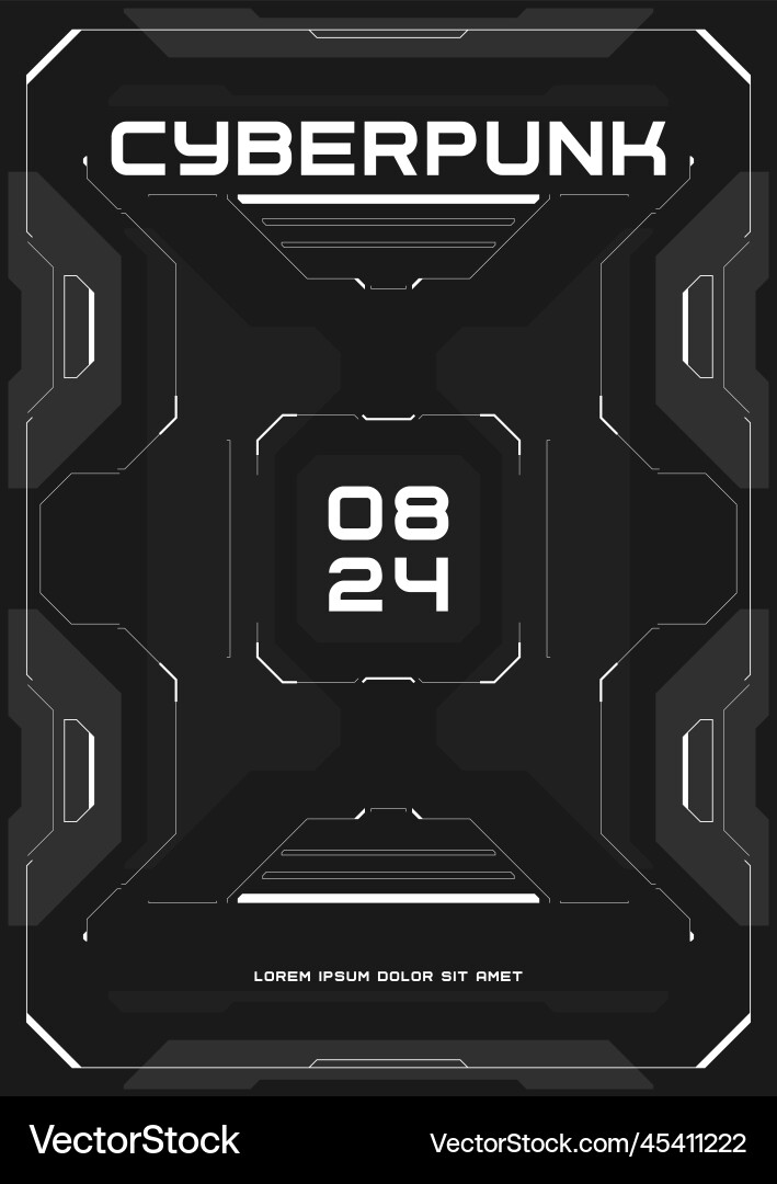 Cyberpunk futuristic poster tech design Royalty Free Vector