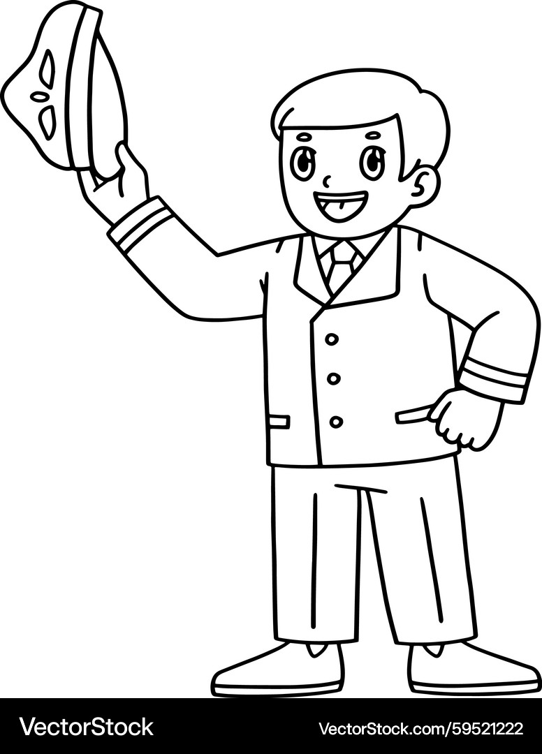 Formal Pilot Coloring Page Royalty Free Vector Image