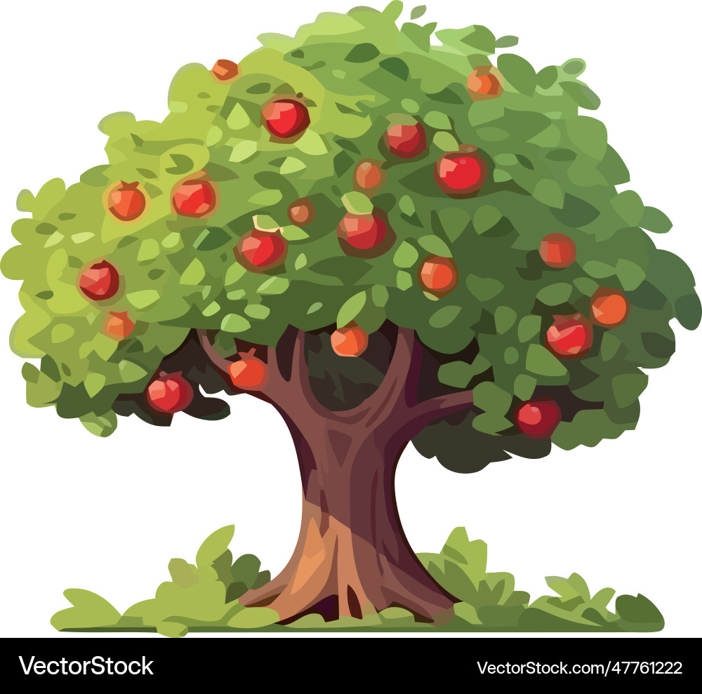 Fresh tree and fruits nature background Royalty Free Vector