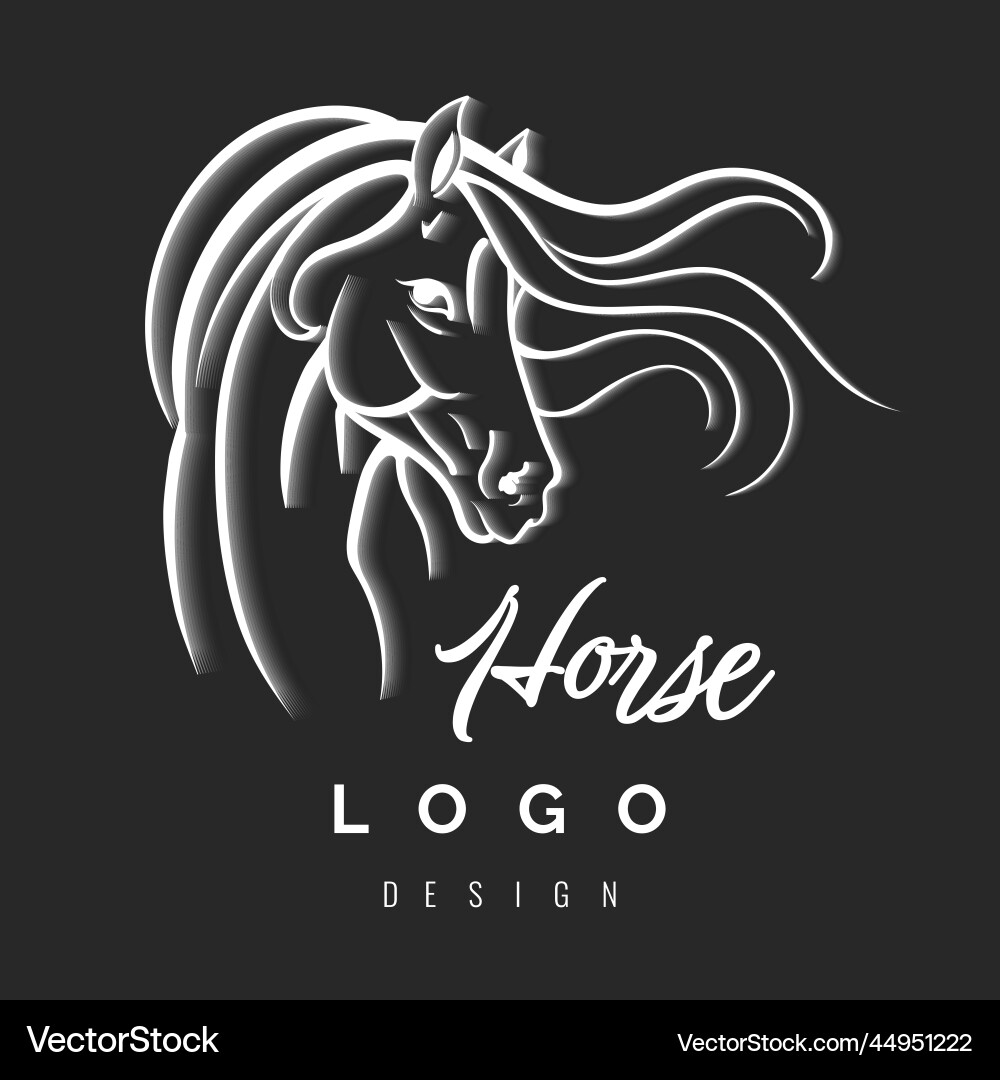 Horse head logo design on black background Vector Image