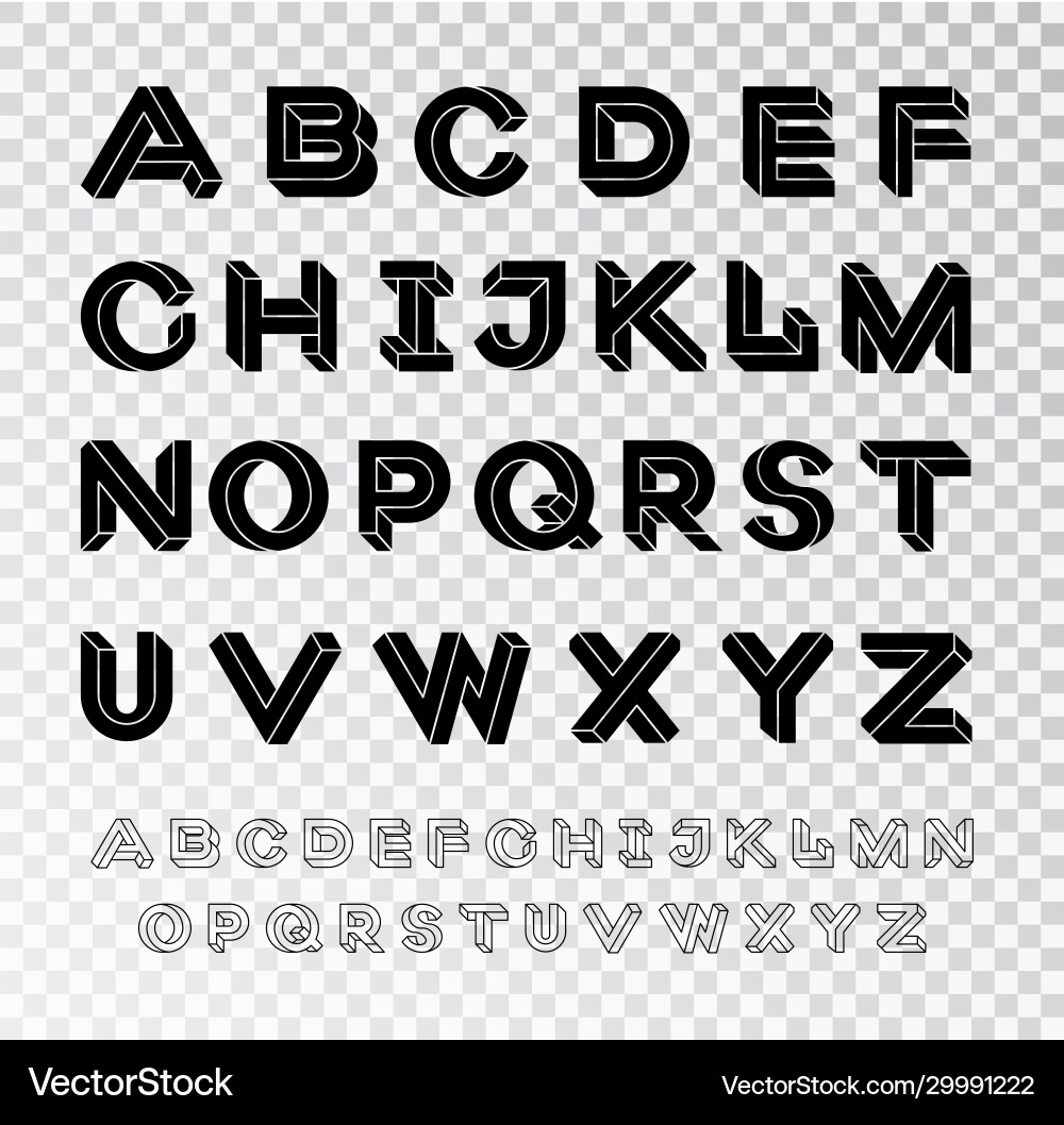 Impossible geometry letters shape font Royalty Free Vector