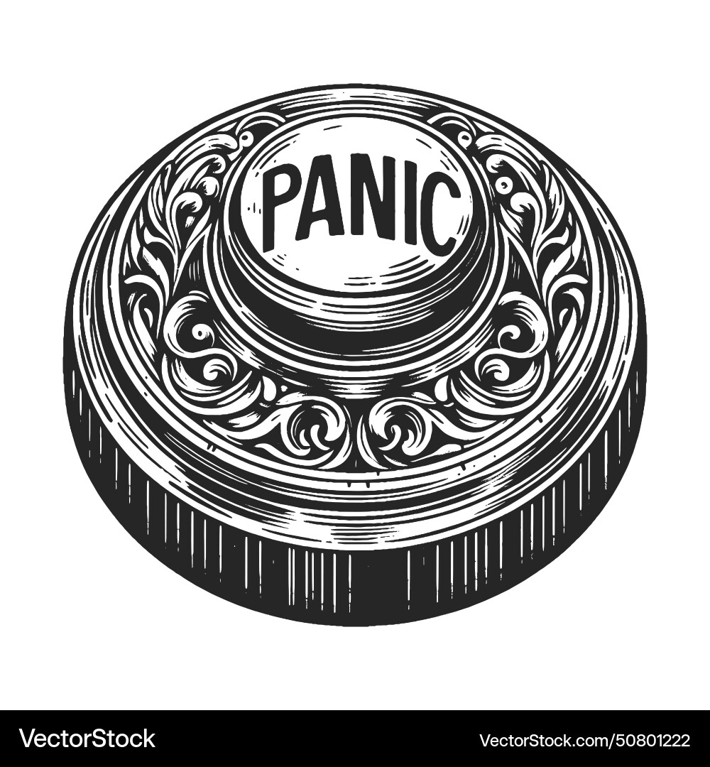 Panic button vintage engraving sketch Royalty Free Vector