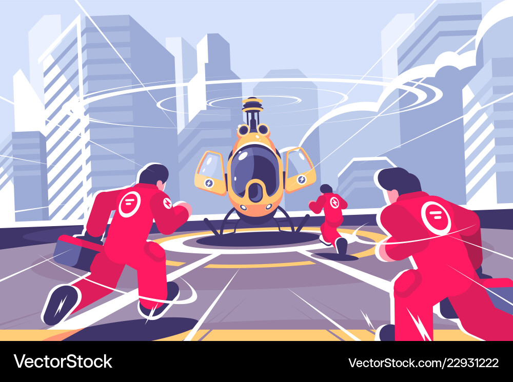 Rescue Helicopter Team Poster Royalty Free Vector Image