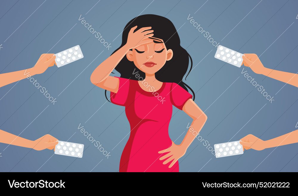Woman feeling sick being offered treatment Vector Image