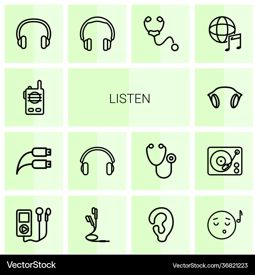 14 listen icons Royalty Free Vector Image - VectorStock