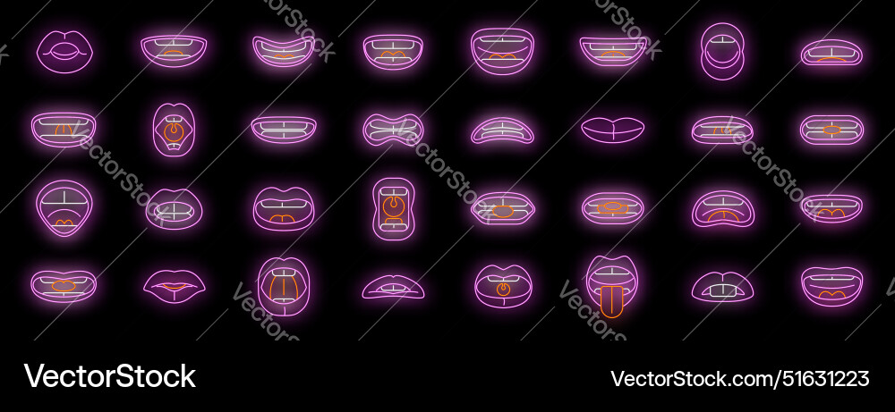 Articulation icons set neon Royalty Free Vector Image