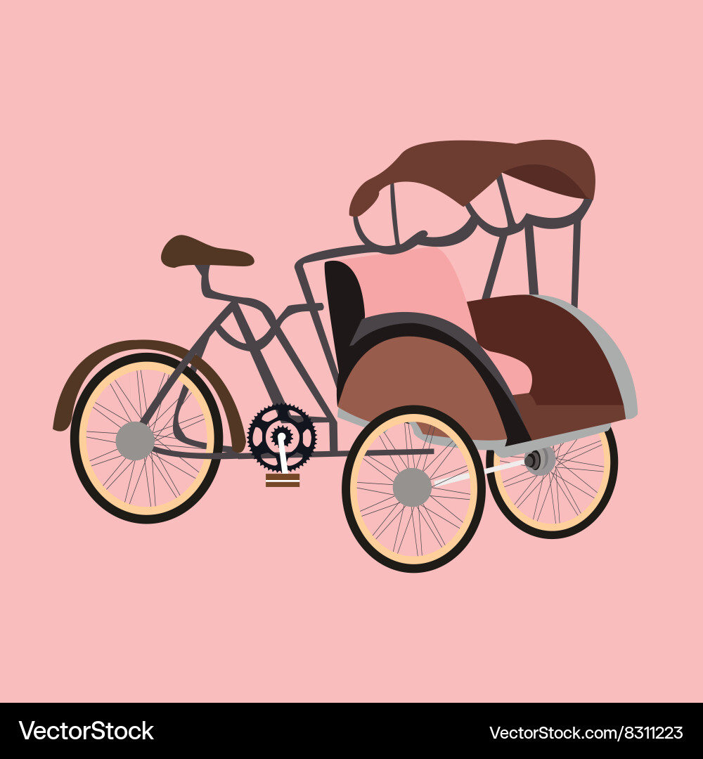 Becak rickshaw indonesia jakarta icon flat Vector Image