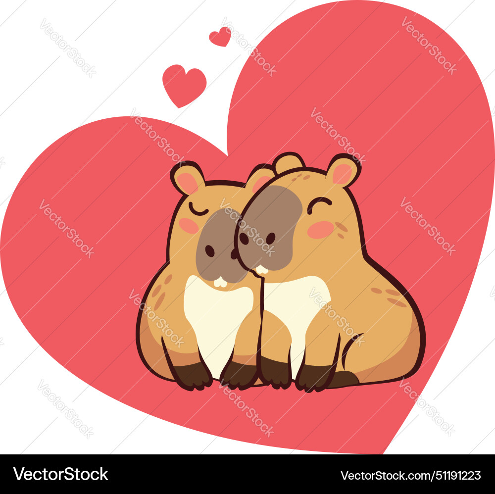 Couple of capybaras in love Royalty Free Vector Image Couple of capybaras in love Royalty Free Vector Image
