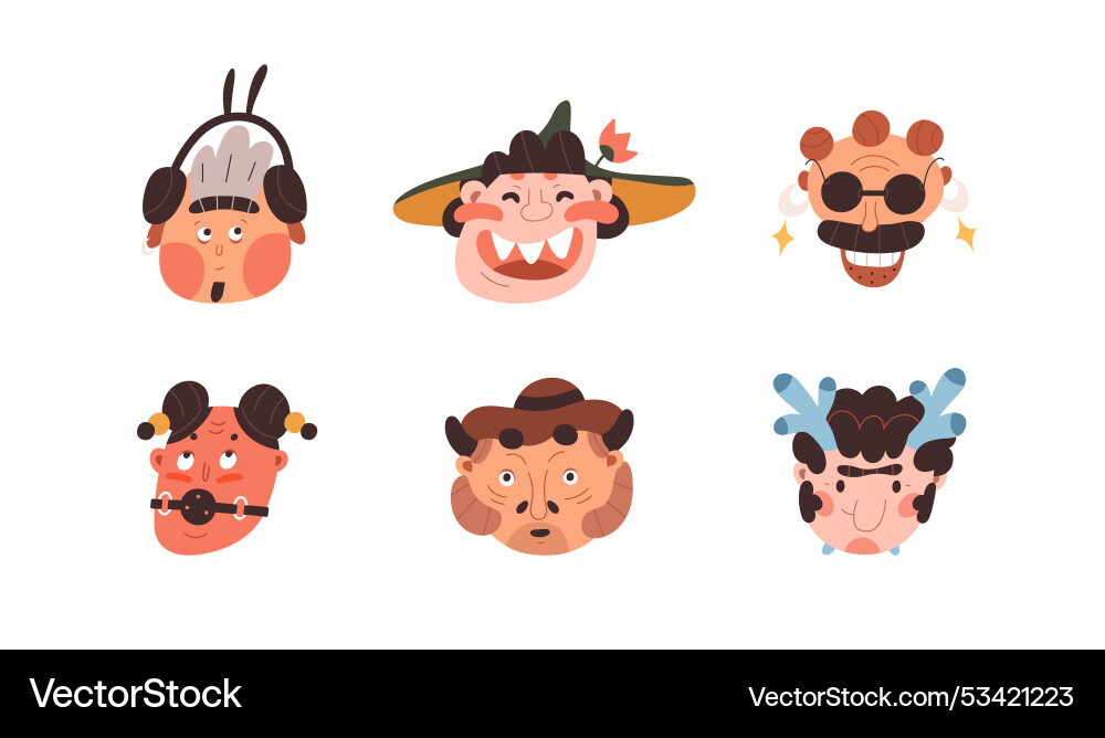 Funny characters set comic humor freaky avatars Vector Image