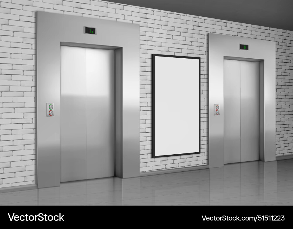 Hotel elevator mockup lift and tv screen in lobby Vector Image