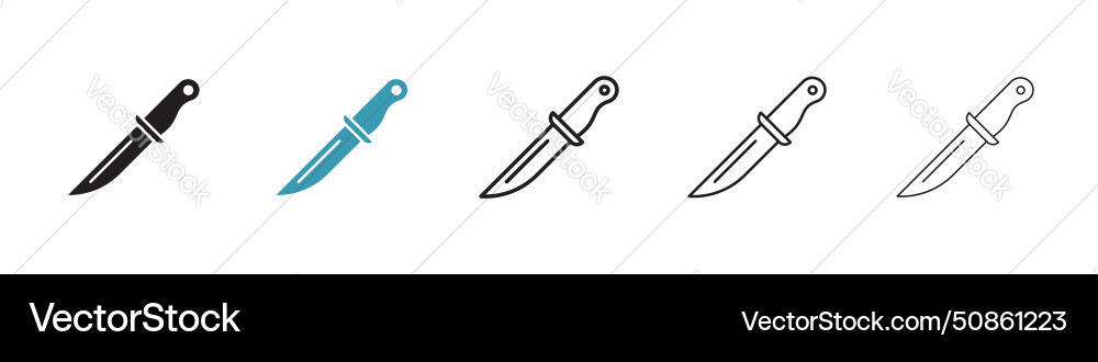 Knife icon set sharp blade kitchen chef Royalty Free Vector