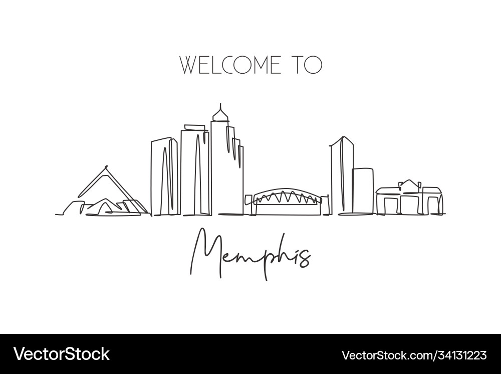 Memphis Skyline - Continuous Line Art Royalty Free Vector