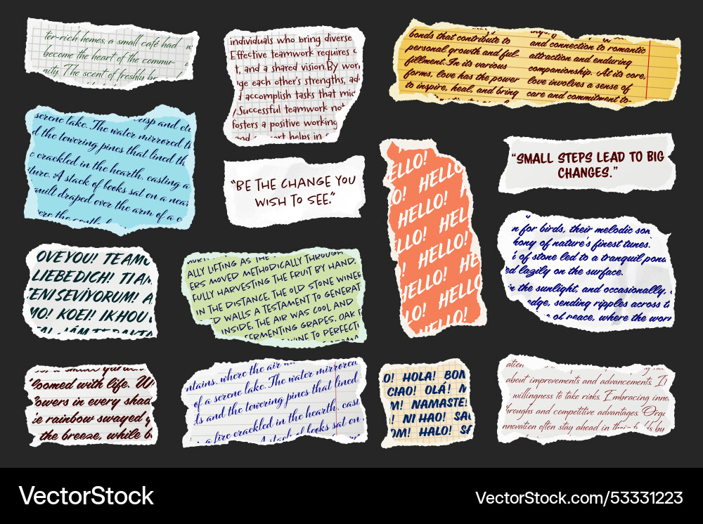 Ripped paper strips with handwritten text Vector Image