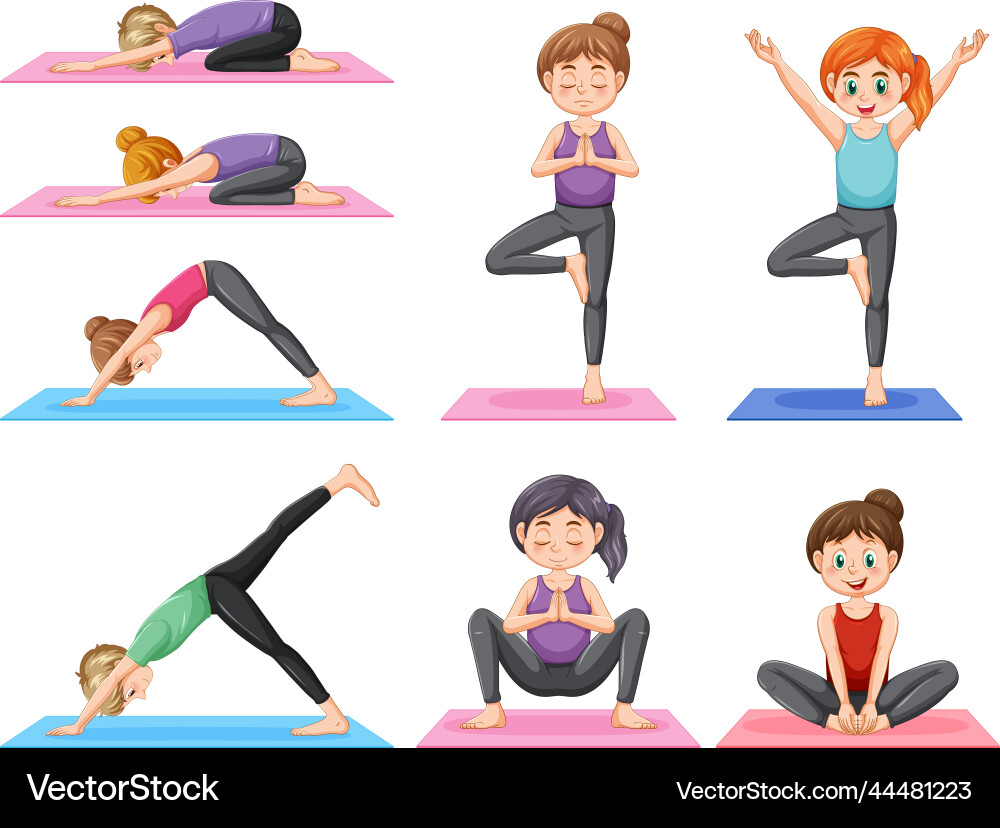 Set of yoga postures Royalty Free Vector Image
