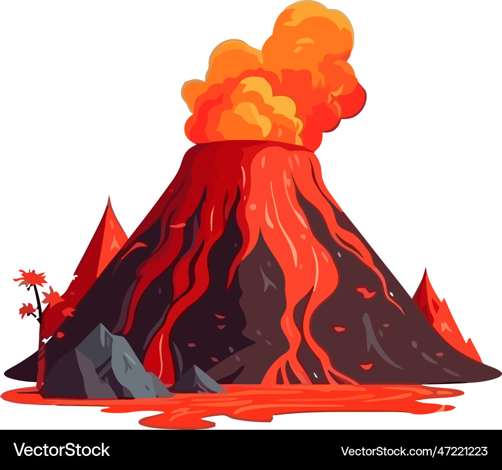 Smoking eruption volcano icon Royalty Free Vector Image
