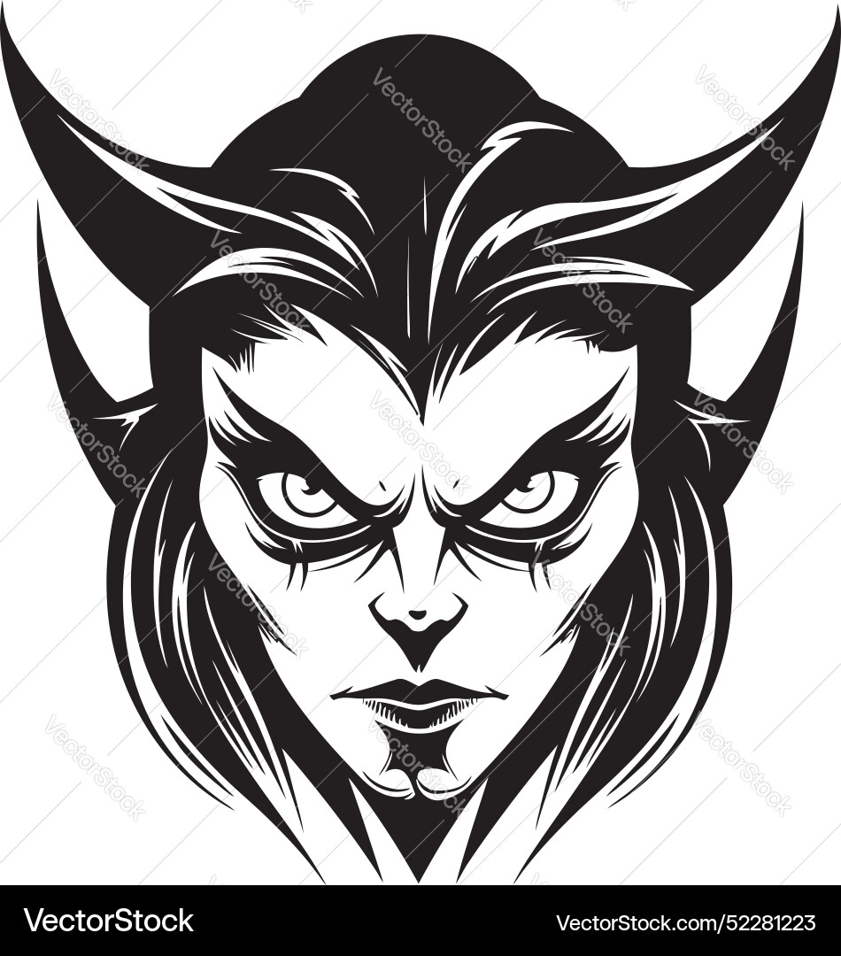 Veiled vengeance sinister witch monster symbol Vector Image