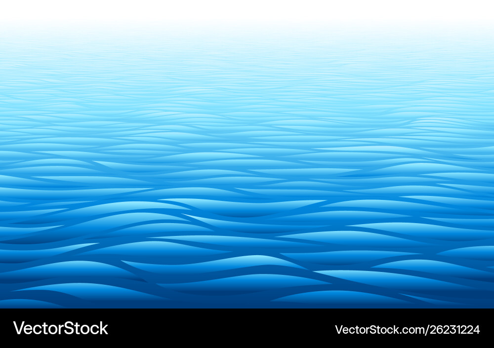 Blue water waves perspective landscape Royalty Free Vector