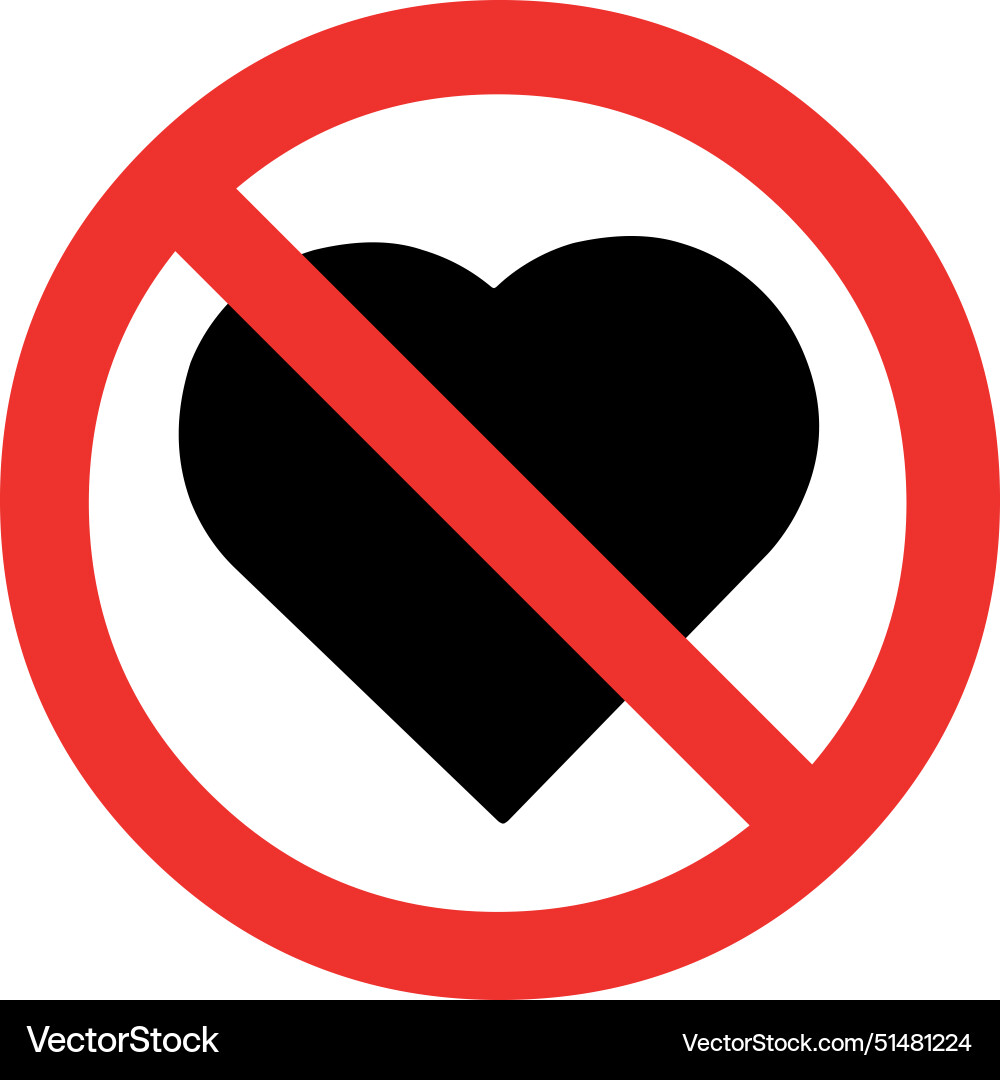 Icon signage forbidden heart Royalty Free Vector Image