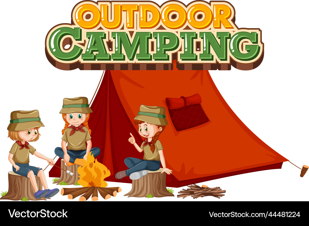 Outdoor camping with scout kids Royalty Free Vector Image
