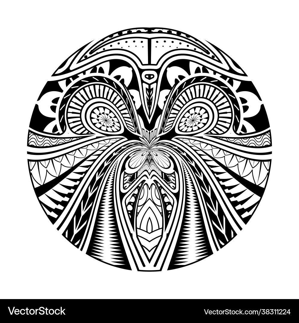 Polynesian Tribal Circle Tattoo Royalty Free Vector Image