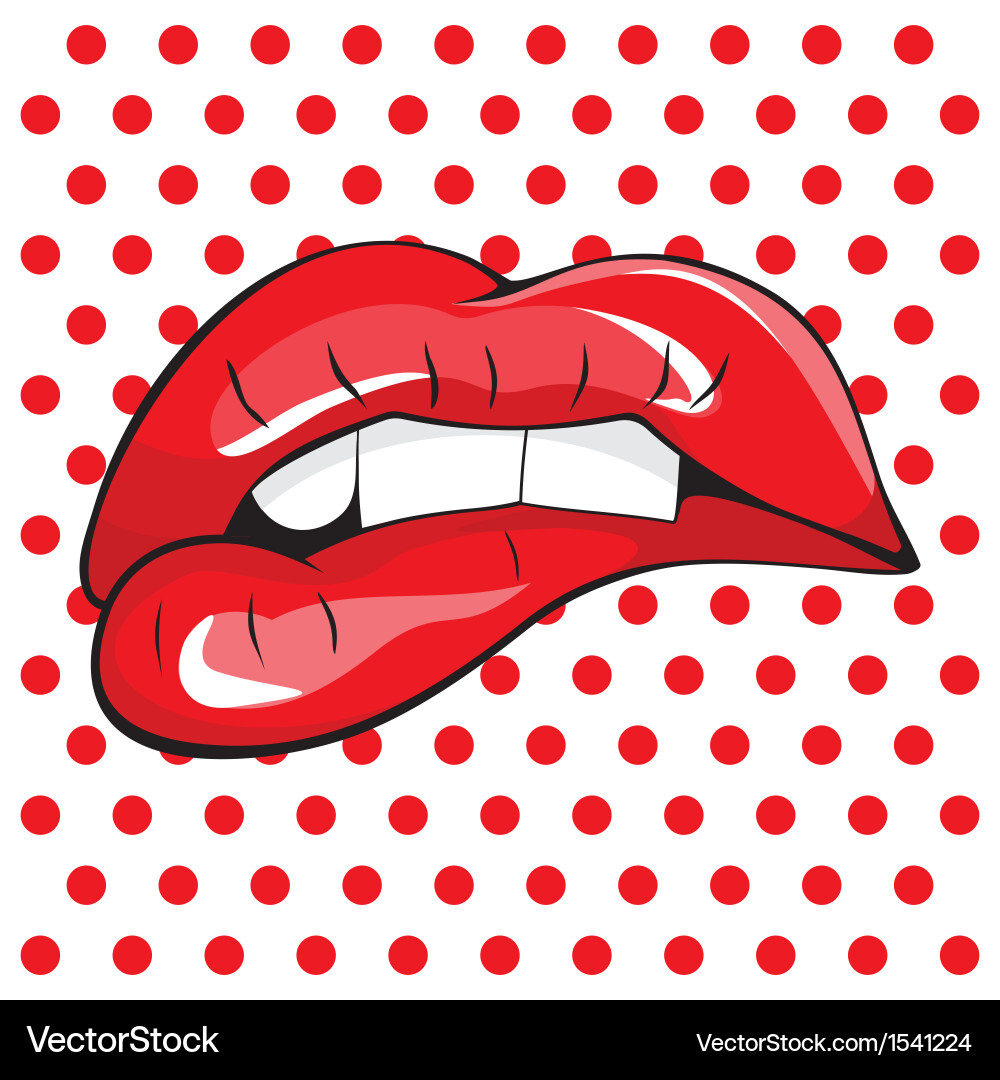 Red Lips Pop Art Portrait Royalty Free Vector Image