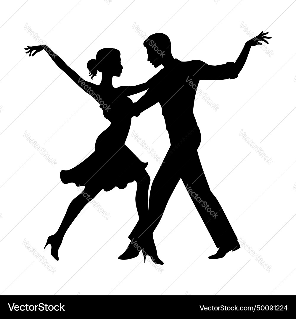 Silhouette of a couple dancing Royalty Free Vector Image