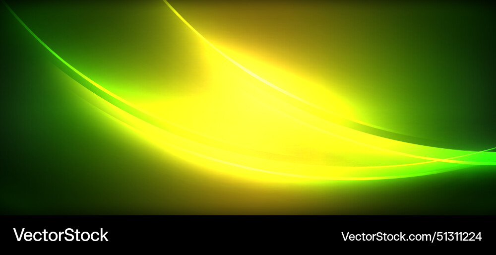 Vibrant yellow and green wave on dark backdrop Vector Image