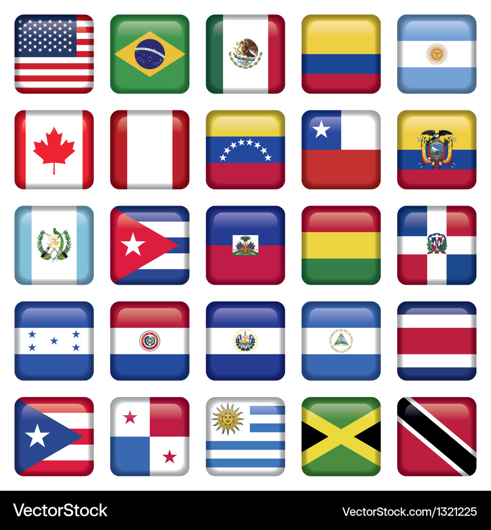 American Flags - Square Icons Royalty Free Vector Image