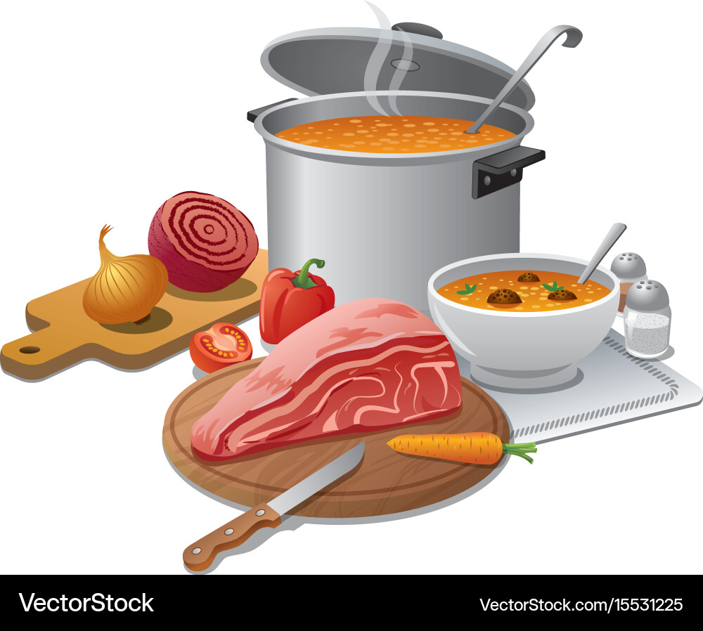 Cooking hot soup Royalty Free Vector Image - VectorStock