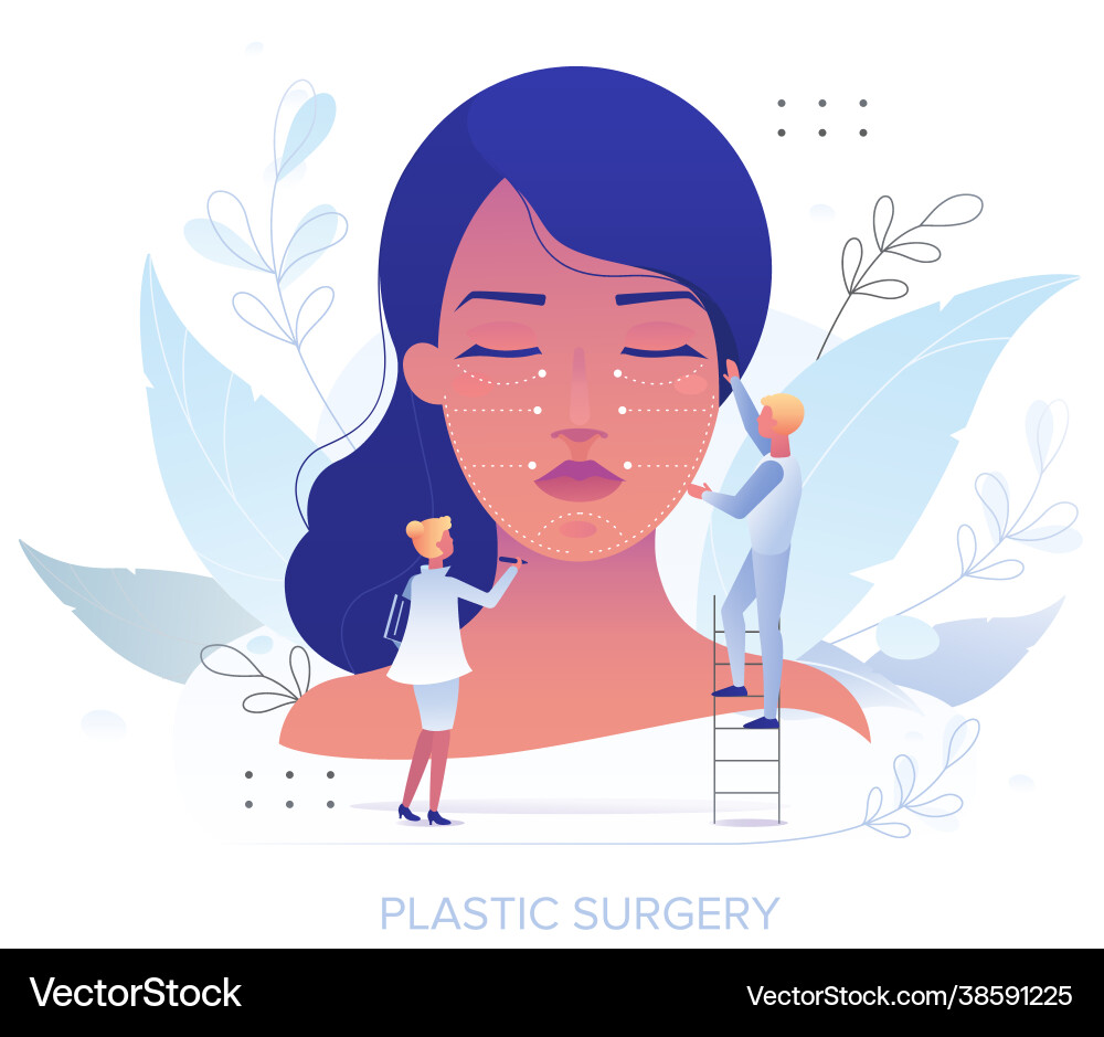 Doctor plastic surgeon drawing incision lines Vector Image