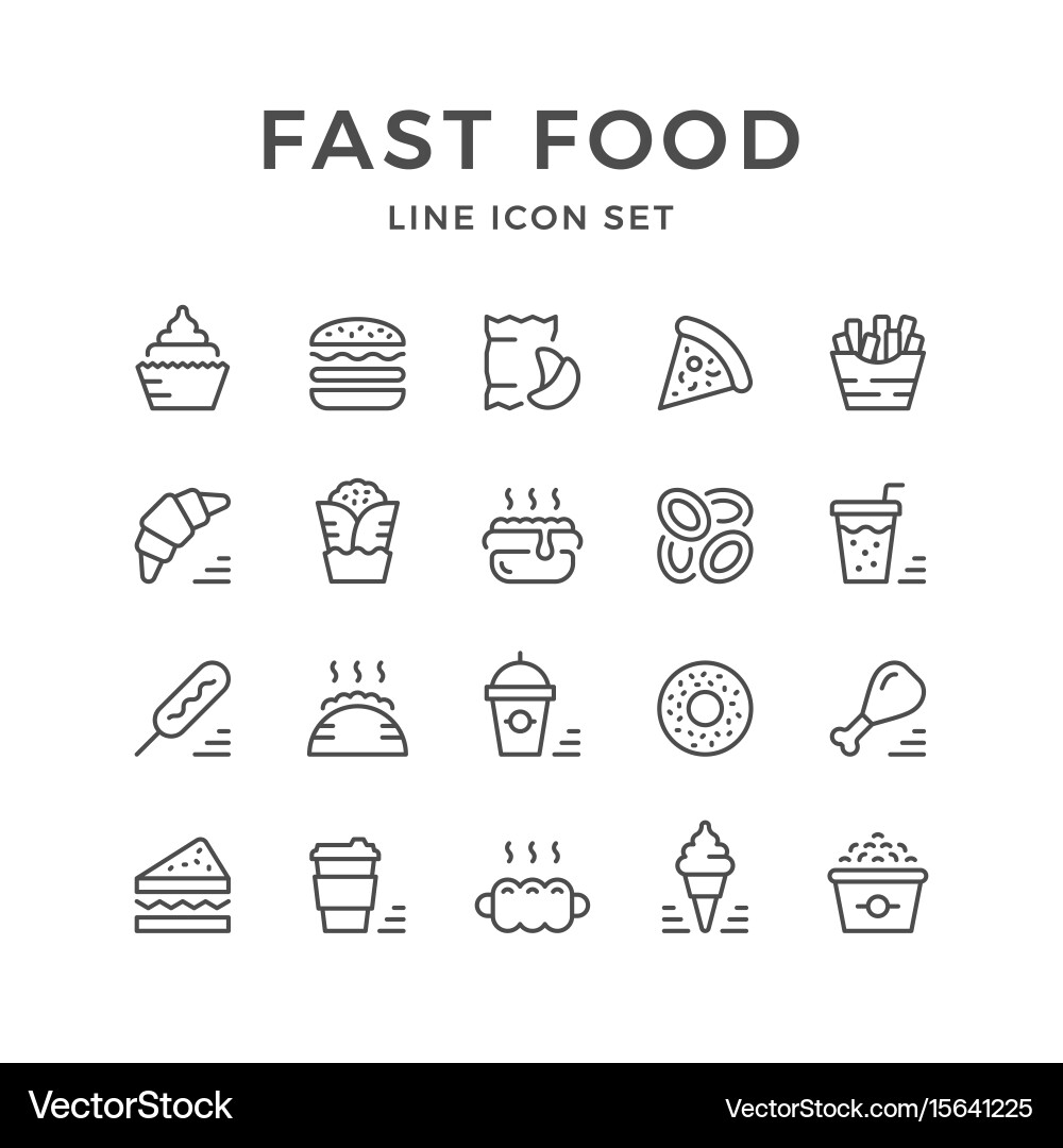Fast Food Line Icons Royalty Free Vector Image