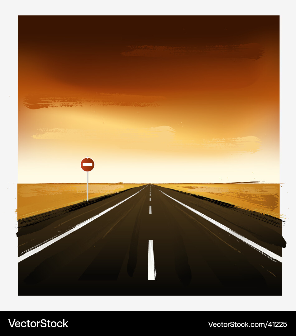 Landscape with road Royalty Free Vector Image - VectorStock