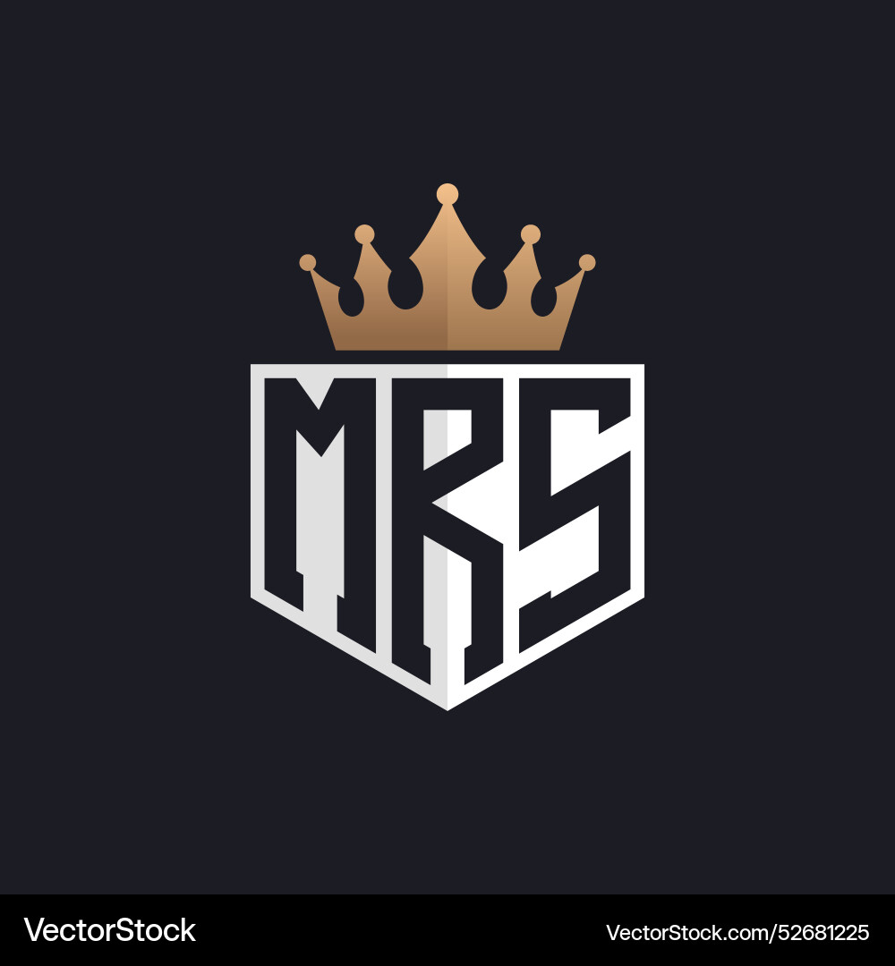 Luxury mrs logo with crown elegant initials Vector Image