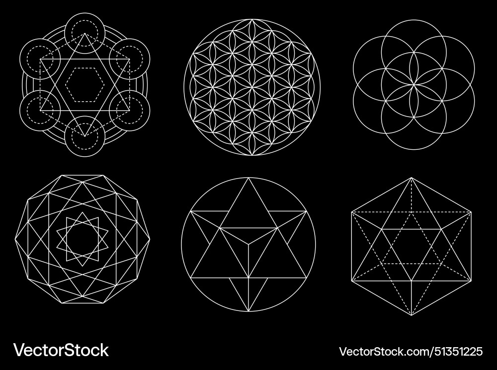 Sacred geometry design elements isolated Vector Image