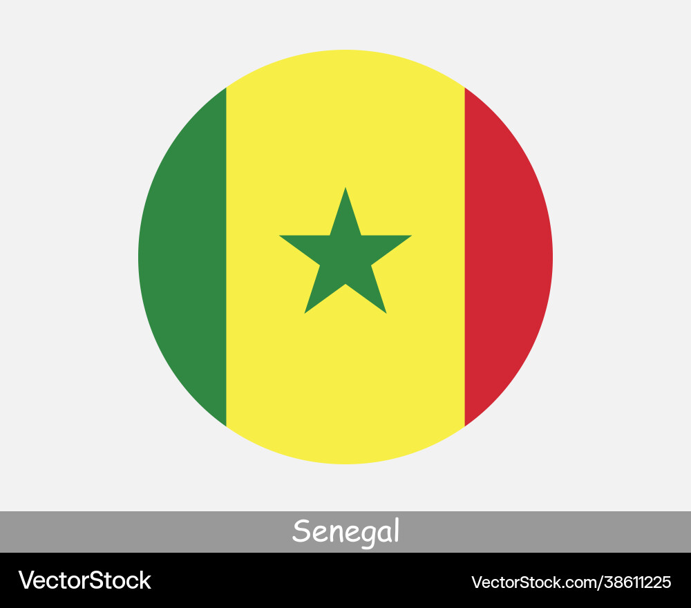 Senegal round circle flag Royalty Free Vector Image