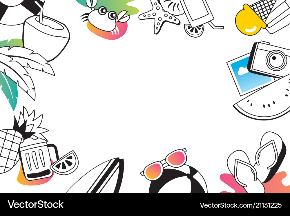 Summer doodles symbol and objects icon elements Vector Image