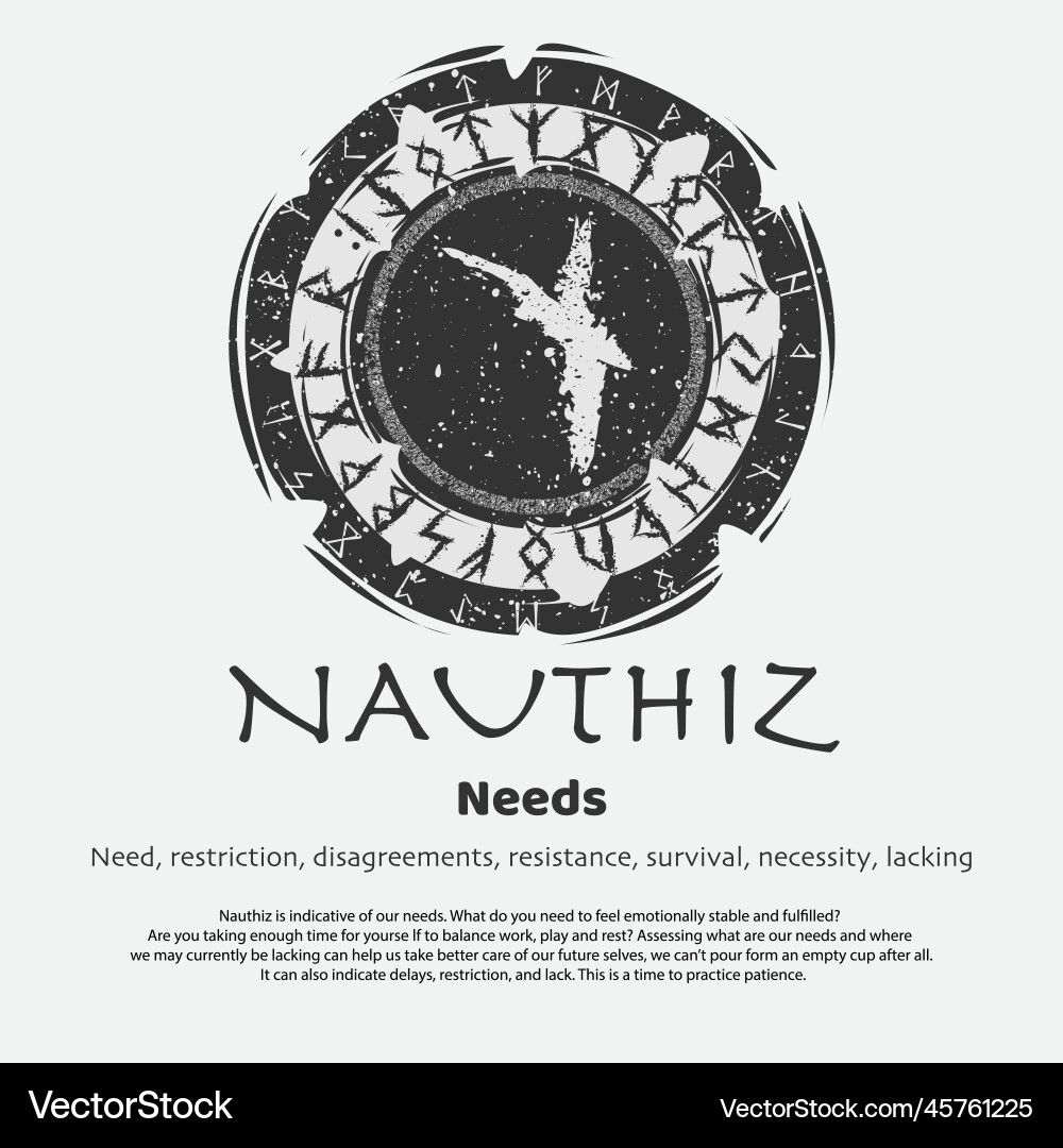 Viking nauthiz rune dark circle shield Royalty Free Vector