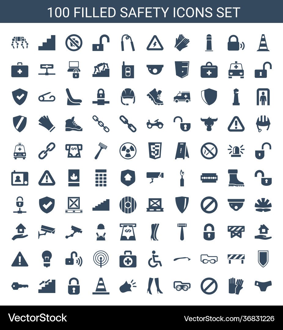 100 Sicherheitssymbole Lizenzfreies Vektorbild