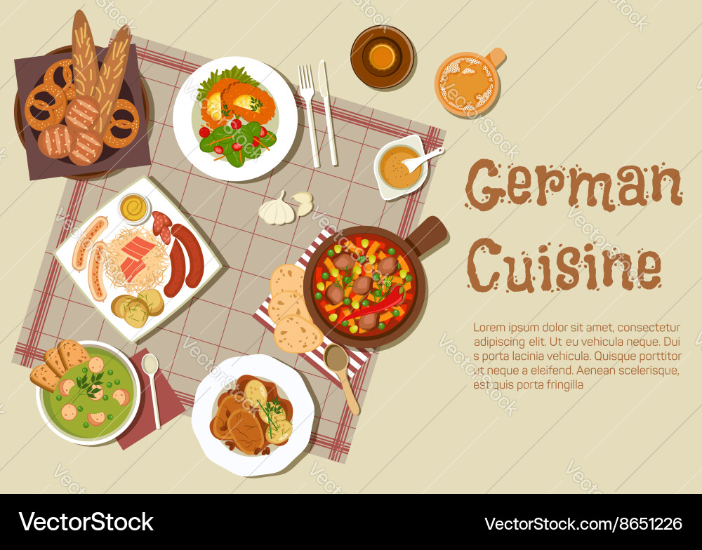 Authentic german meat dishes flat icon Royalty Free Vector