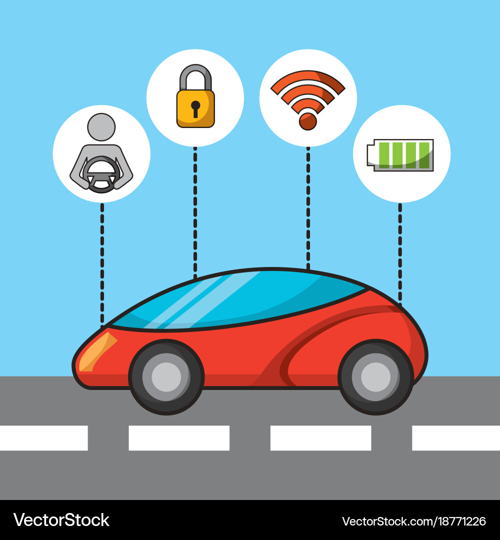 Car autonomous driverless security sensor Vector Image