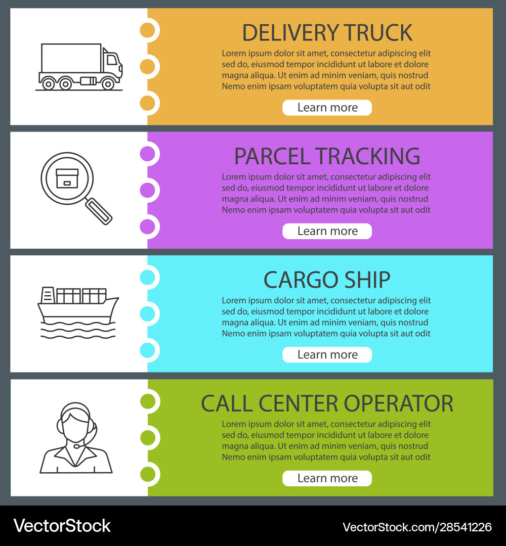 Cargo shipping web banner templates set Royalty Free Vector