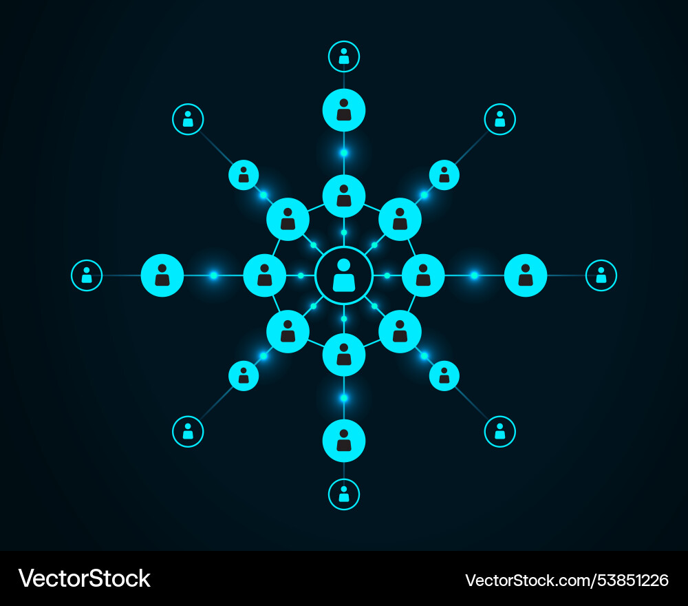 Chain of people icon connected by lines Royalty Free Vector